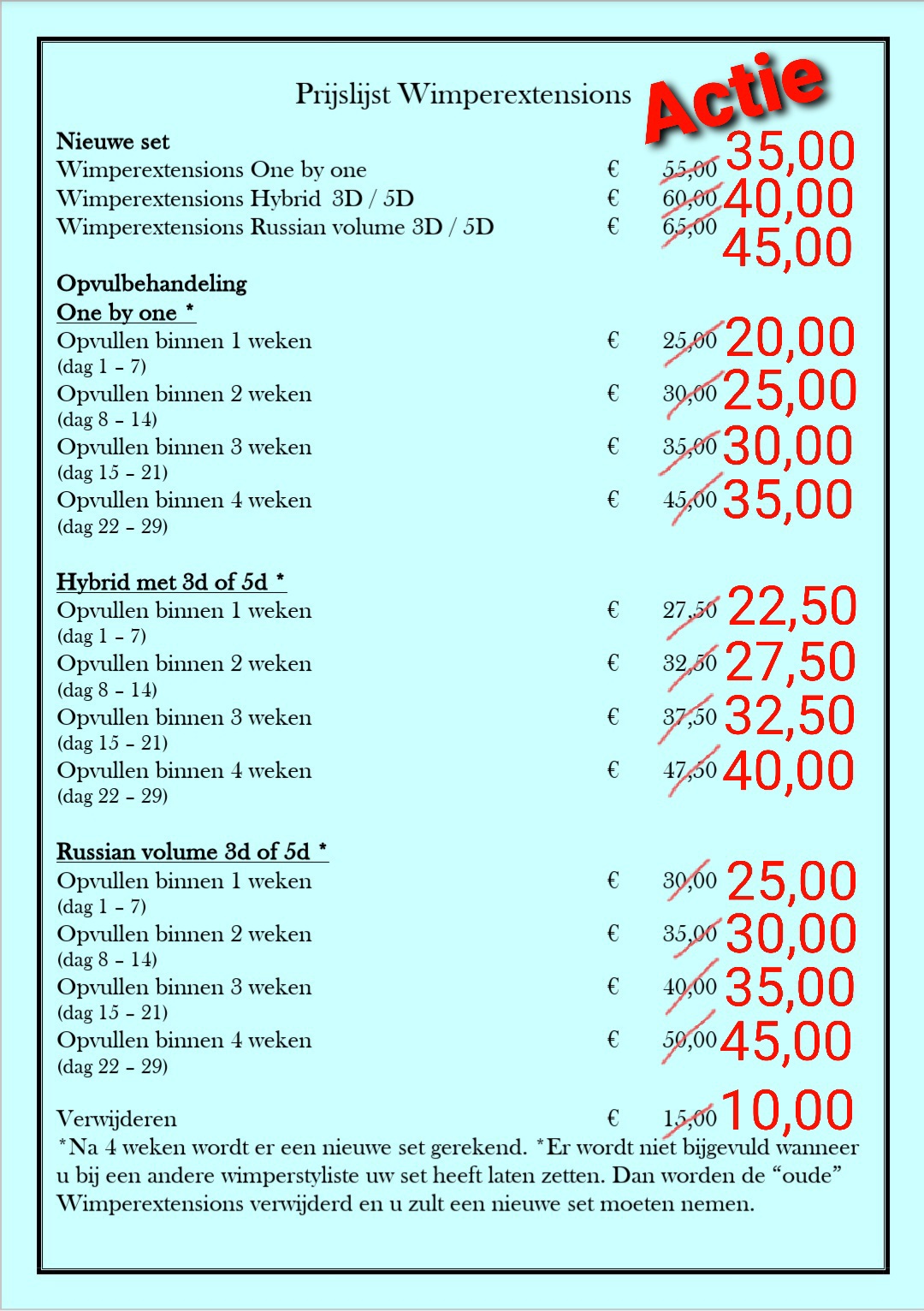 Prijslijsten – Beauty Salon Mystique